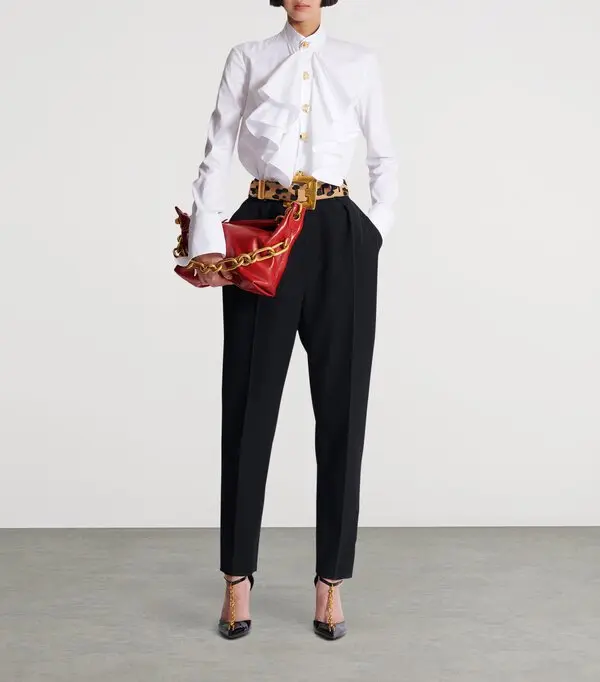 Balmain Cotton Poplin Ruffled Shirt