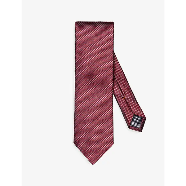 Eton Patterned Silk Tie - Dark Red