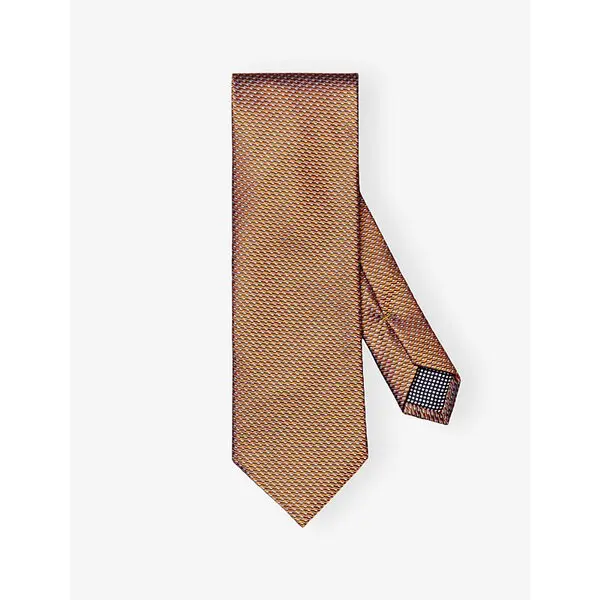 Eton Patterned Silk Tie - Orange