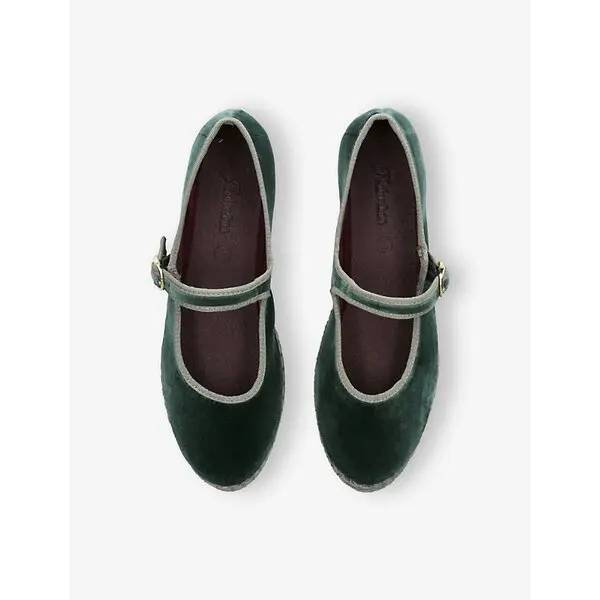 FLABELUS Velvet Mary Jane Flats - Teal