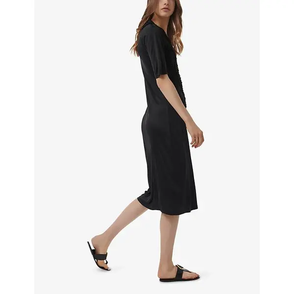 LEEM Woven Midi Dress With Ruffle Applique