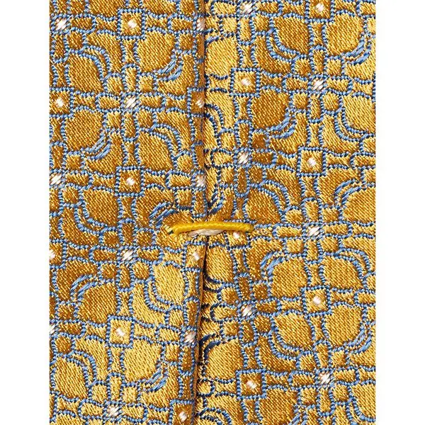 Eton Geometric-pattern Silk Neck Tie - Yellow