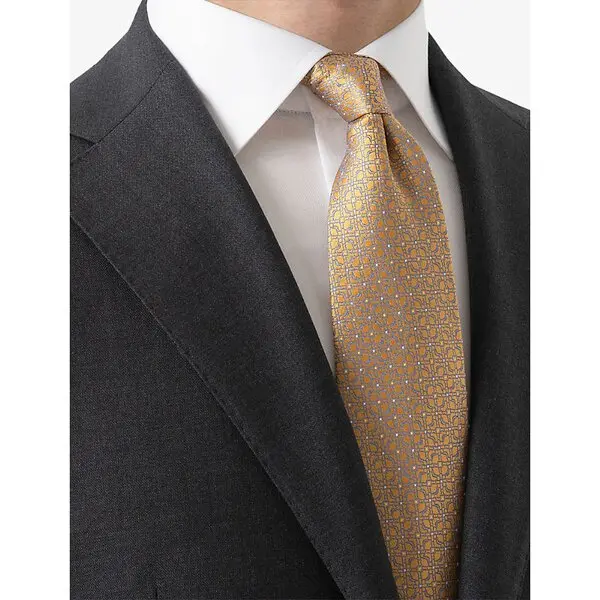 Eton Geometric-pattern Silk Neck Tie - Yellow