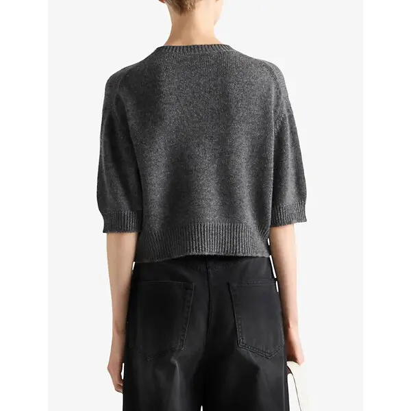 Prada Logo-intarsia Cashmere-wool Blend Jumper - Grey