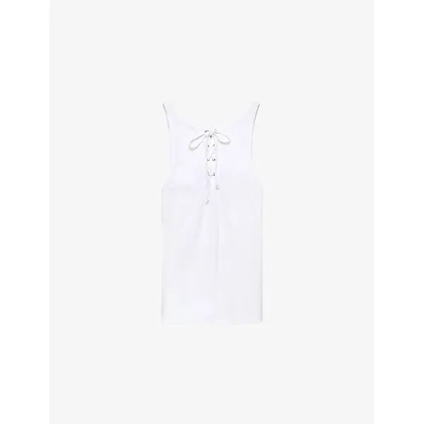 Prada Cotton-jersey Lace-up Tank Top - White