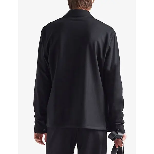 Prada Logo-patch Long-sleeve Wool-cashmere Shirt