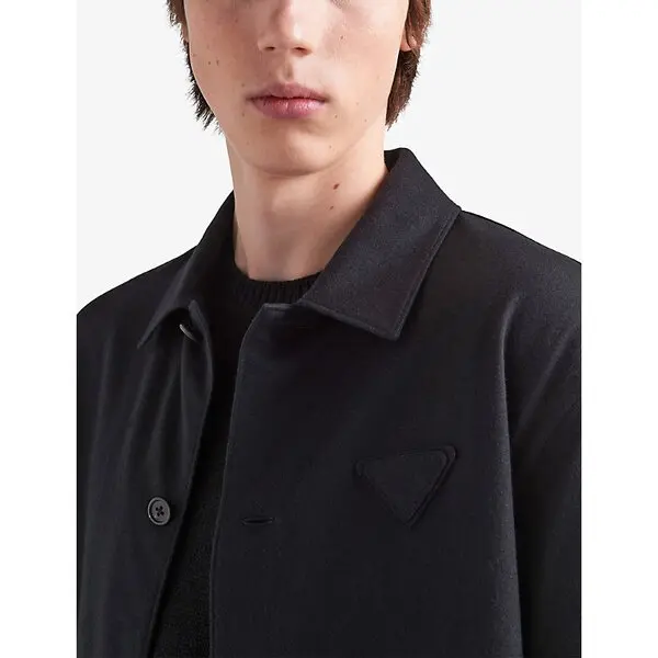 Prada Logo-patch Long-sleeve Wool-cashmere Shirt