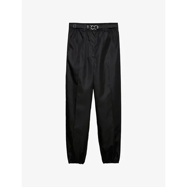 Prada Logo-plaque Creased Woven Trousers