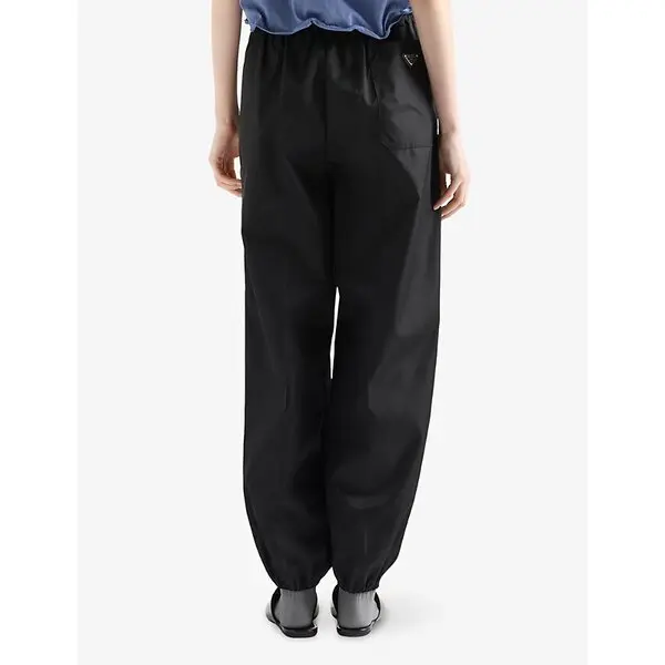 Prada Logo-plaque Creased Woven Trousers