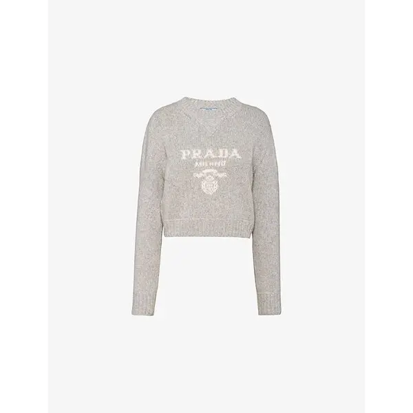 Prada Wool-cashmere Knitted Sweater - Grey