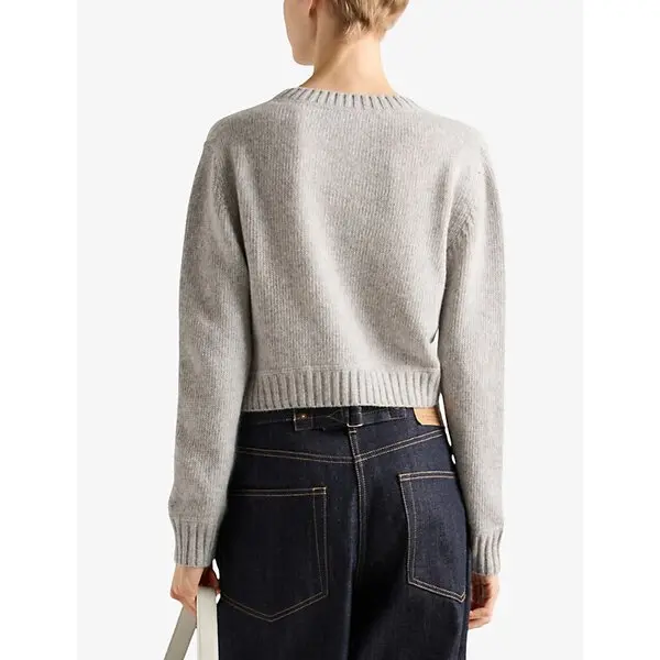Prada Wool-cashmere Knitted Sweater - Grey