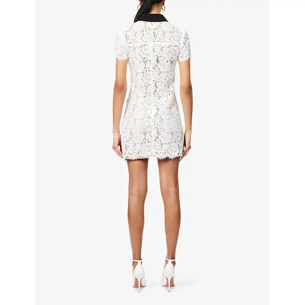 Self-Portrait Embellished Lace Mini Dress - White | Editorialist