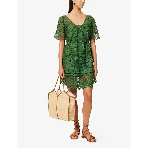 slim fit dress slacks Farm Rio Green Flowering Garden Tree Mini Dress main image 0