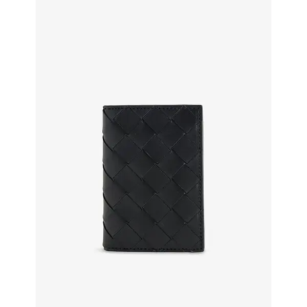 Bottega Veneta Intrecciato Bifold Leather Wallet - Black-silver