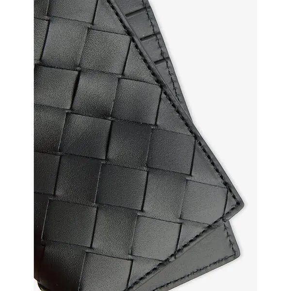 Bottega Veneta Intrecciato Bifold Leather Wallet - Black-silver
