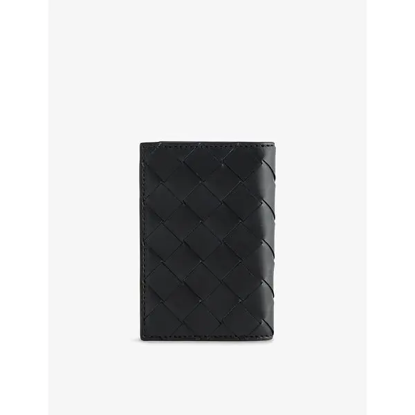 Bottega Veneta Intrecciato Bifold Leather Wallet - Black-silver