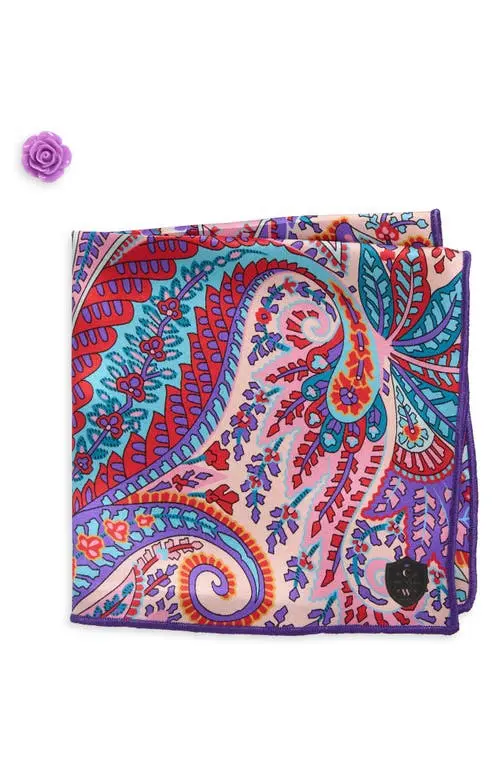 CLIFTON WILSON Lavender Paisley Silk Pocket Square - Purple