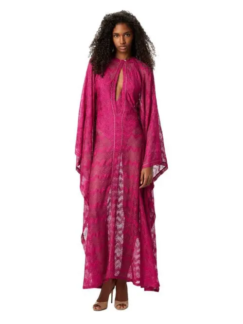 Missoni Long Cover-up Caftan In Zigzag Lamé Viscose - Purple