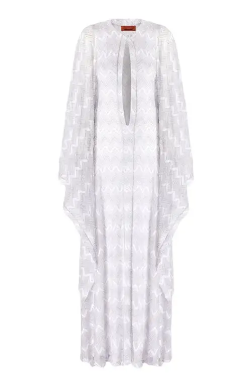 Missoni Long Cover-up Caftan In Zigzag Lamé Viscose