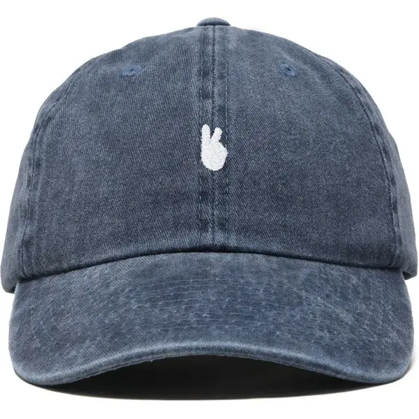 DALIX Peace Sign Baseball Cap - Washed Navy Blue