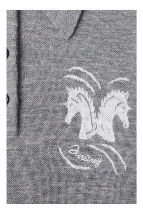 Burberry Mirrored Horse Wool Blend Polo Shirt