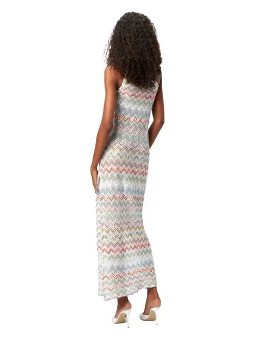 Missoni Long One-shoulder Dress With 3d Zig Zag Lam