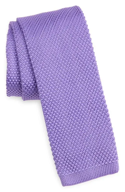 CLIFTON WILSON Knit Silk Neck Tie - Purple