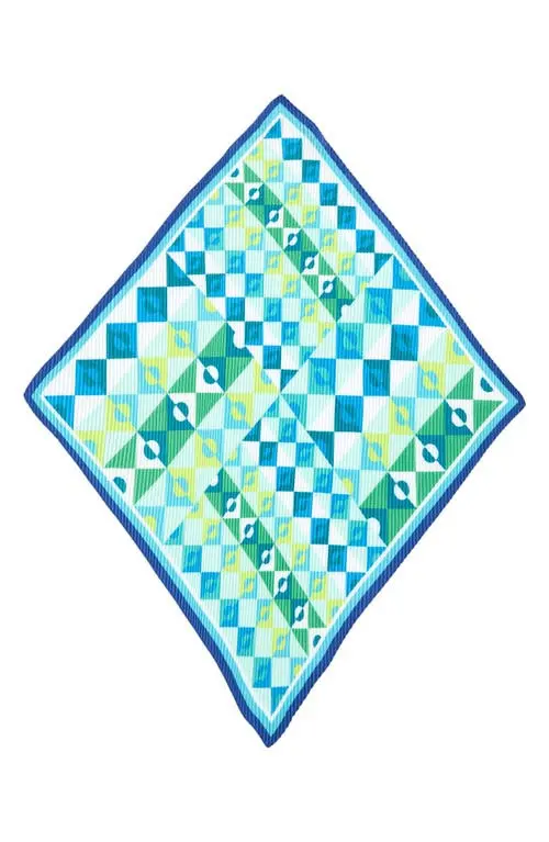 Echo Mosaic Geo Pleated Diamond Scarf - Aqua