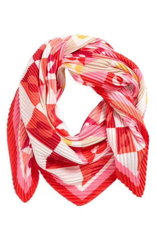 Echo Mosaic Geo Pleated Diamond Scarf - Pink Lemonade