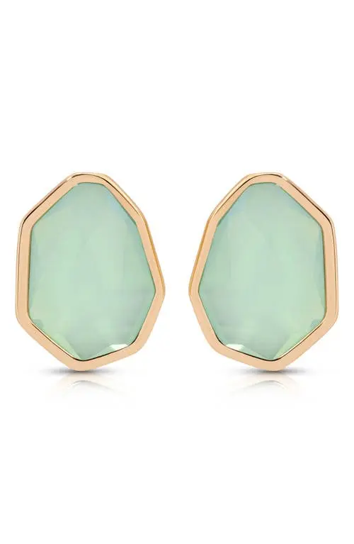 Ettika Seastone Stud Earrings - Seafoam With Gold