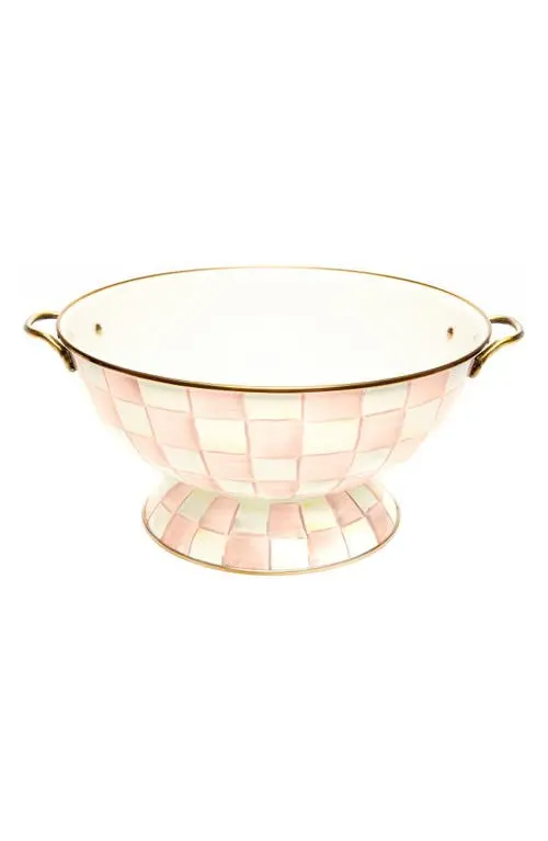 MACKENZIE-CHILDS Rosy Check Enameled Steel Everything Bowl - Pink/ White