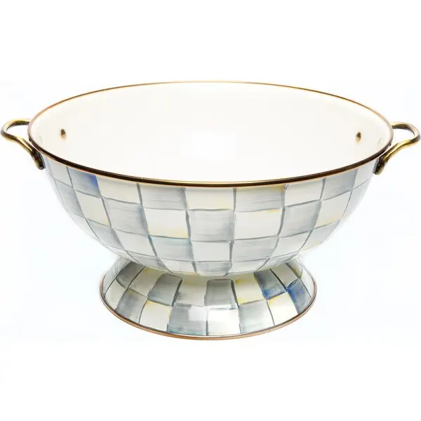 MACKENZIE-CHILDS Sterling Check Enameled Steel Everything Bowl - Grey/ White