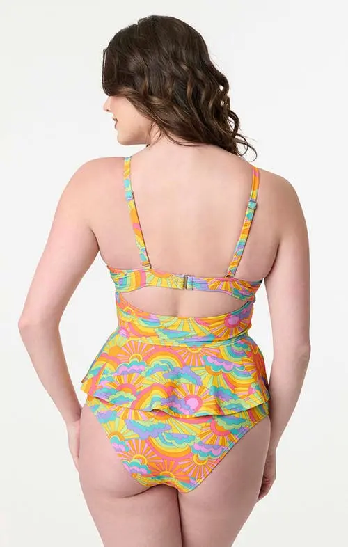 Unique Vintage Peplum Solana Tankini Swim Top