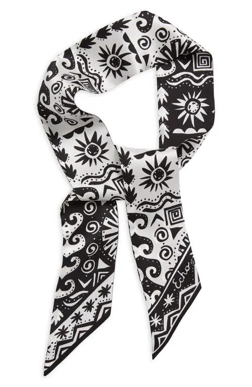 Echo Sun & Surf Reversible Silk Skinny Scarf - Black