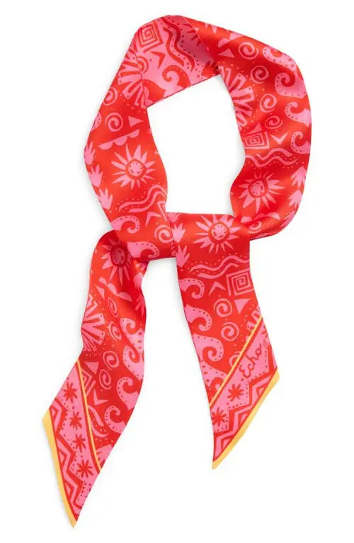 Echo Sun & Surf Reversible Silk Skinny Scarf - Pink Lemonade