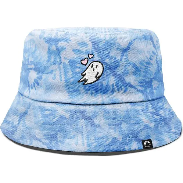 DALIX Heartly Ghost Cotton Bucket Hat - Tie Dye Blue