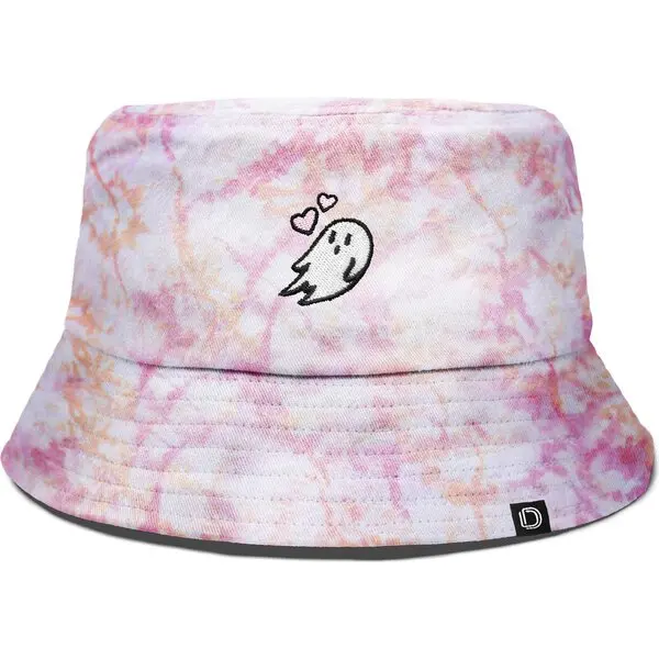 DALIX Heartly Ghost Cotton Bucket Hat - Tie Dye Pink