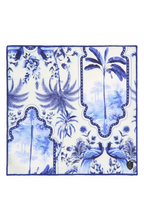 CLIFTON WILSON White Palms Linen Pocket Square