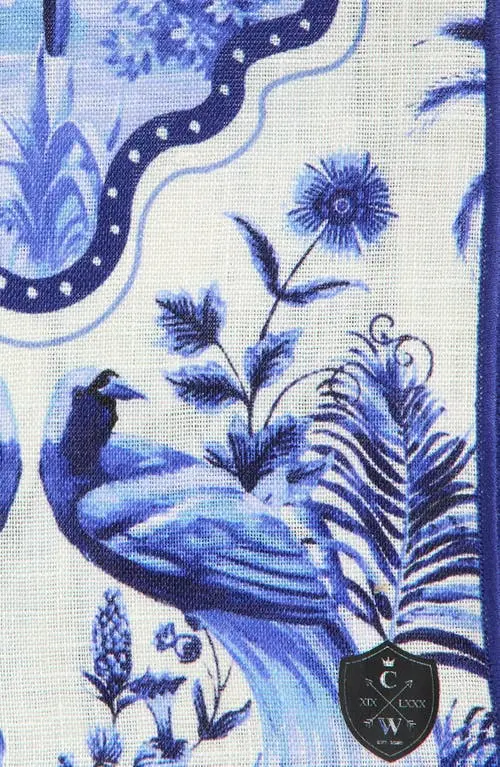 CLIFTON WILSON White Palms Linen Pocket Square