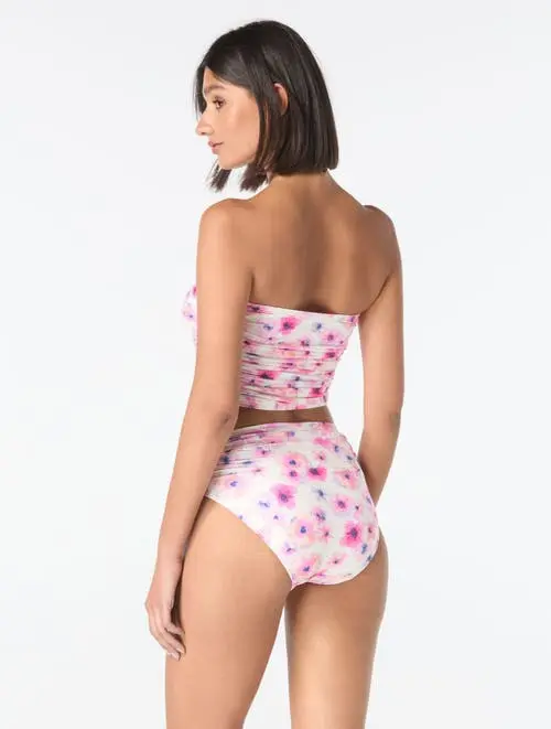 Carmen Marc Valvo Shirred Bandeau Bikini Top