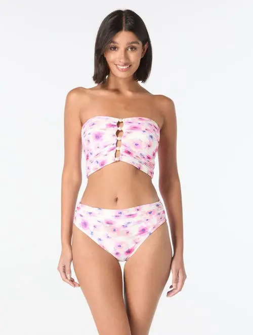 Carmen Marc Valvo Shirred Bandeau Bikini Top