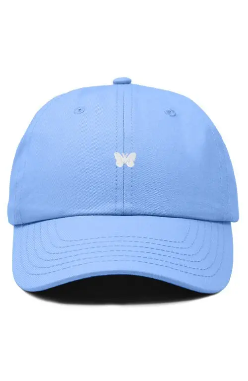 DALIX Lil Butterfly Embroidered Cotton Baseball Cap - Light Blue