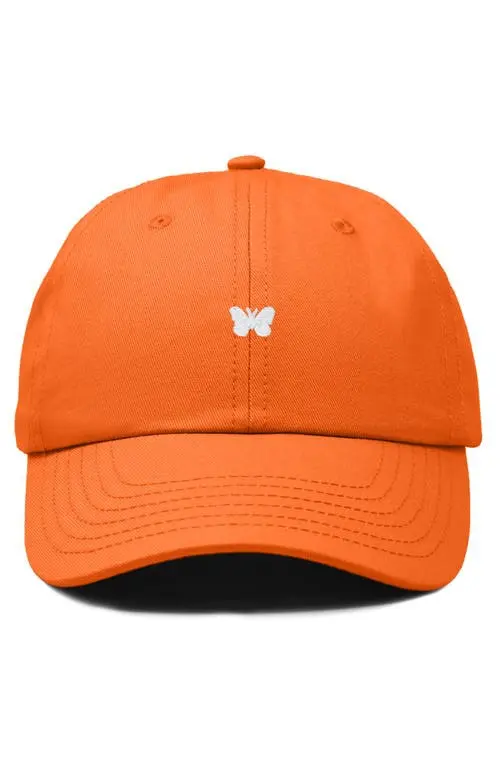 DALIX Lil Butterfly Embroidered Cotton Baseball Cap - Orange