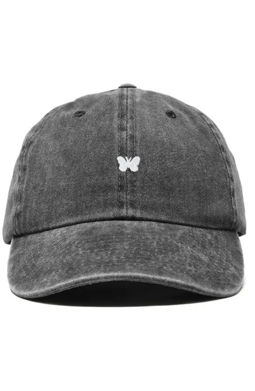 DALIX Lil Butterfly Baseball Cap - Washed Black