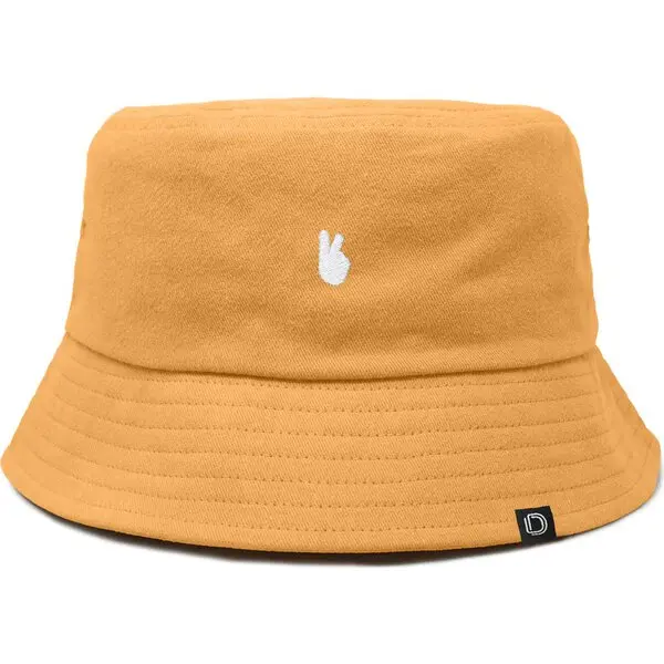 DALIX Peace Sign Cotton Bucket Hat - Golden Cream