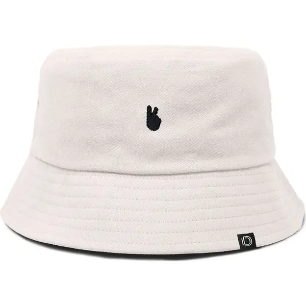 DALIX Lil Peace Sign Bucket Hat - Parchment White