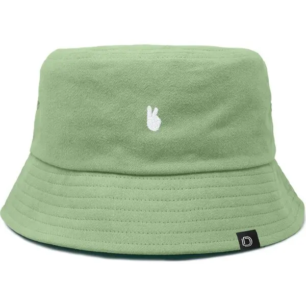 DALIX Peace Sign Cotton Bucket Hat - Turf Green