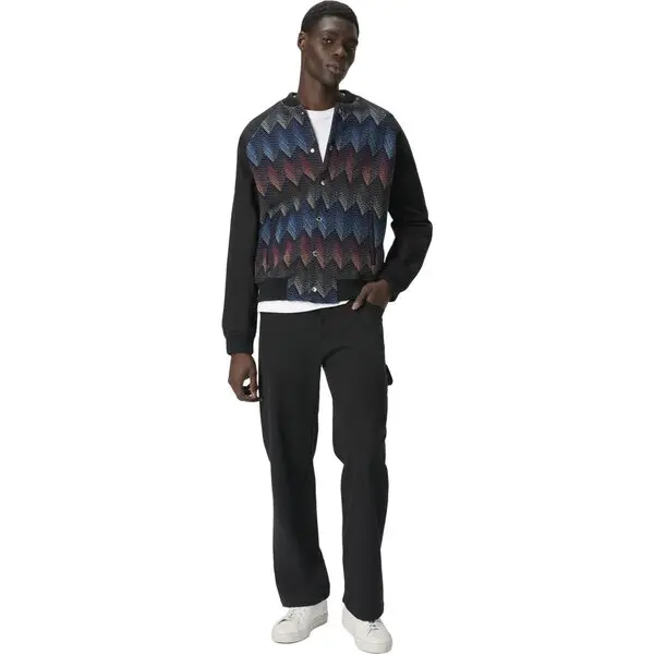 Missoni Cotton-blend Bomber Jacket With Zigzag Knit Insert
