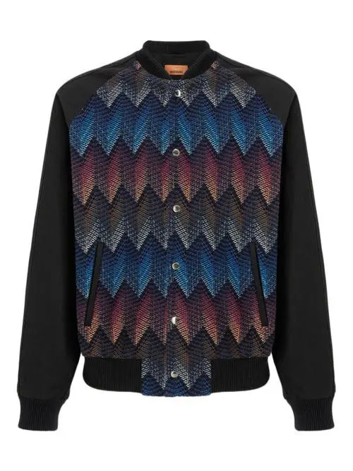 Missoni Cotton-blend Bomber Jacket With Zigzag Knit Insert