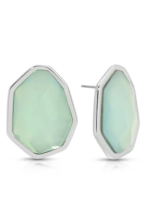 Ettika Seastone Stud Earrings - Seafoam With Silver